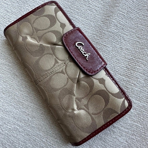 Coach | Bags | Vintage Coach Dark Redsignature Wallet | Poshmark